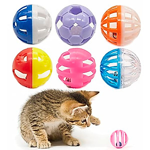 Fashion's Talk 12PCS Value Pack Plastic Ball Cat Toys Lattice Balls with Bell Jingle Kitten Toy,Gift Box 1.5" 6 Styles