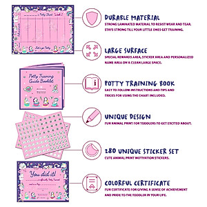ATHENA FUTURES Potty Training Timer Watch with Flashing Lights and Music Tones -Unicorn Pattern and Potty Training Chart for Toddlers - Unicorn Design - Sticker Chart, 4 Week Reward Chart