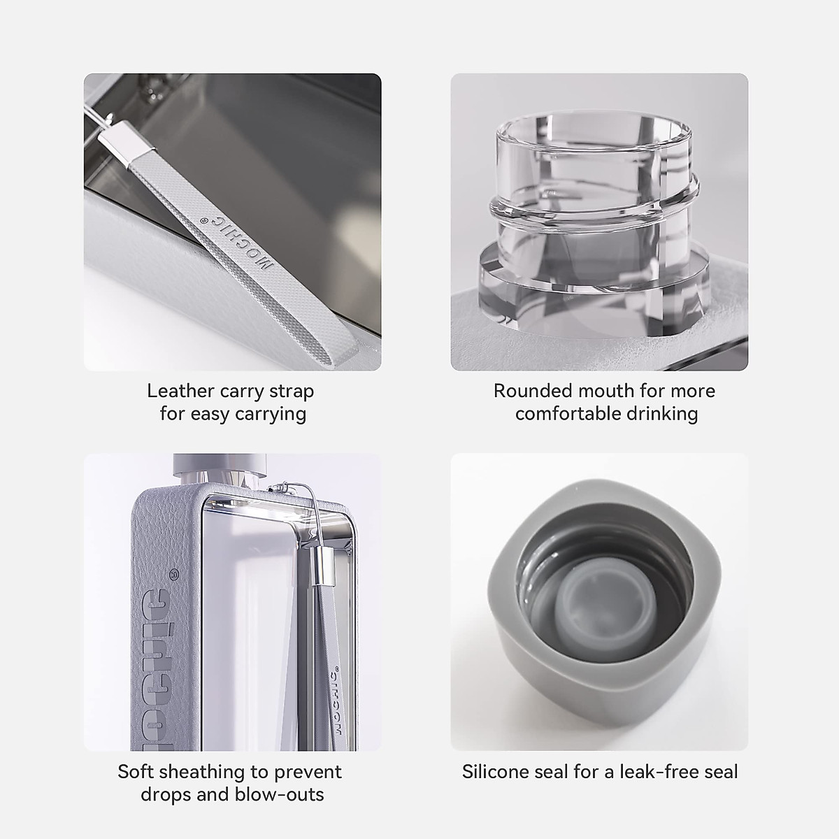 MOCHIC CUP Flat Water Bottle Travel Flask Portable Travel Mug BPA Free A5 Water Bottle for Sports Camping Gym Fitness Outdoor 13oz Fit in Any Bag (Black)…