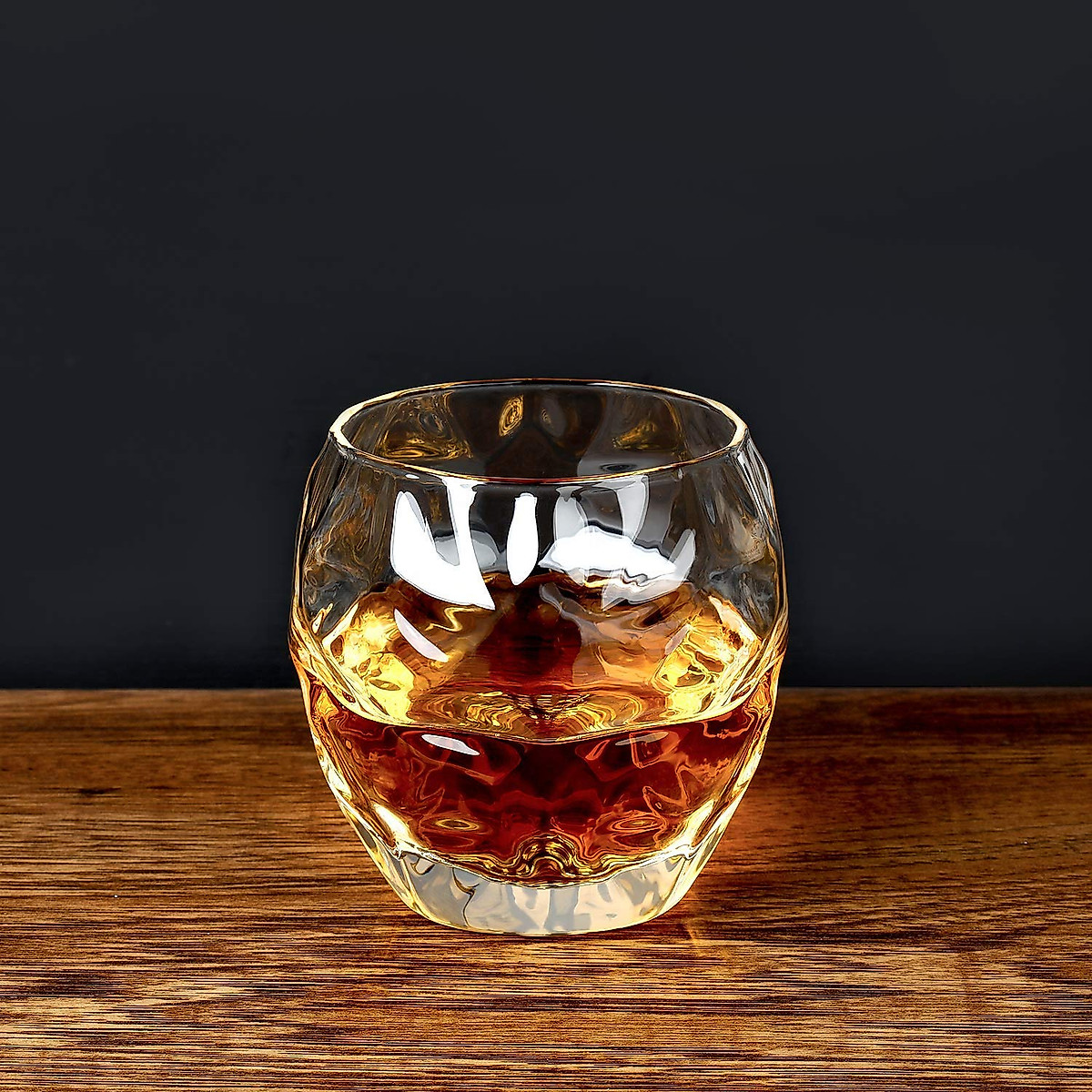 ini TECH Set of 4 Unique Whiskey Glasses 12 oz Scotch Glasses Bourbon Glasses for Cocktails Rock Style Old Fashioned Drinking Glasses Gifts for men (clear, 4)