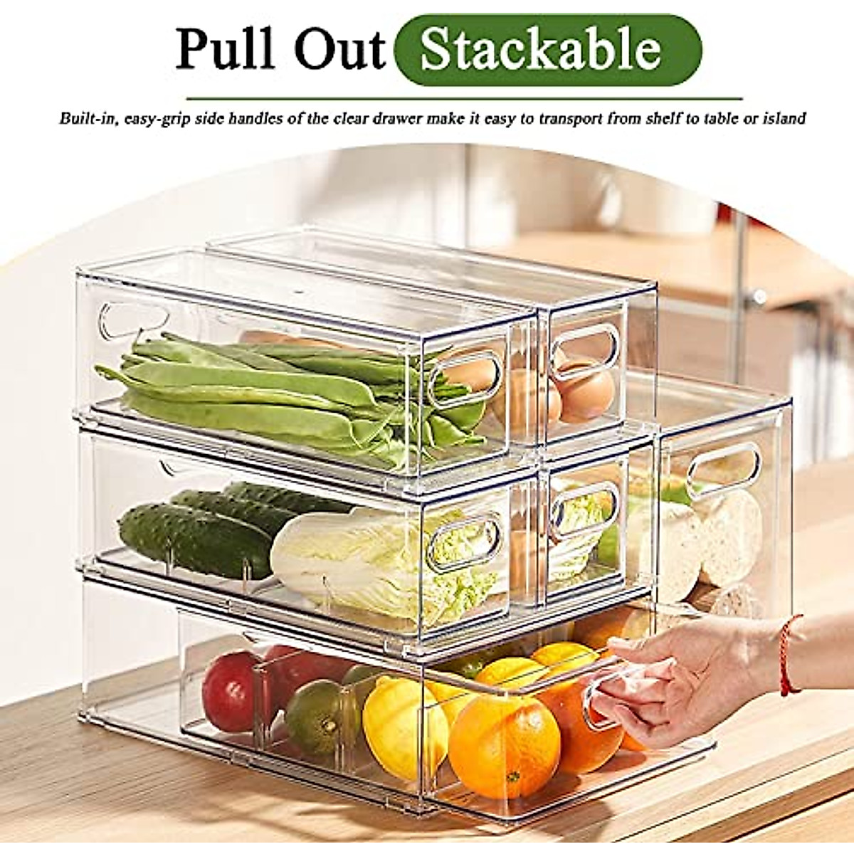 bealy Can Organizer for Refrigerator,Refrigerator Organizer Bins,Extra Large Stackable Fridge Organizer,Pantry, Makeup,Bathroom Organizer