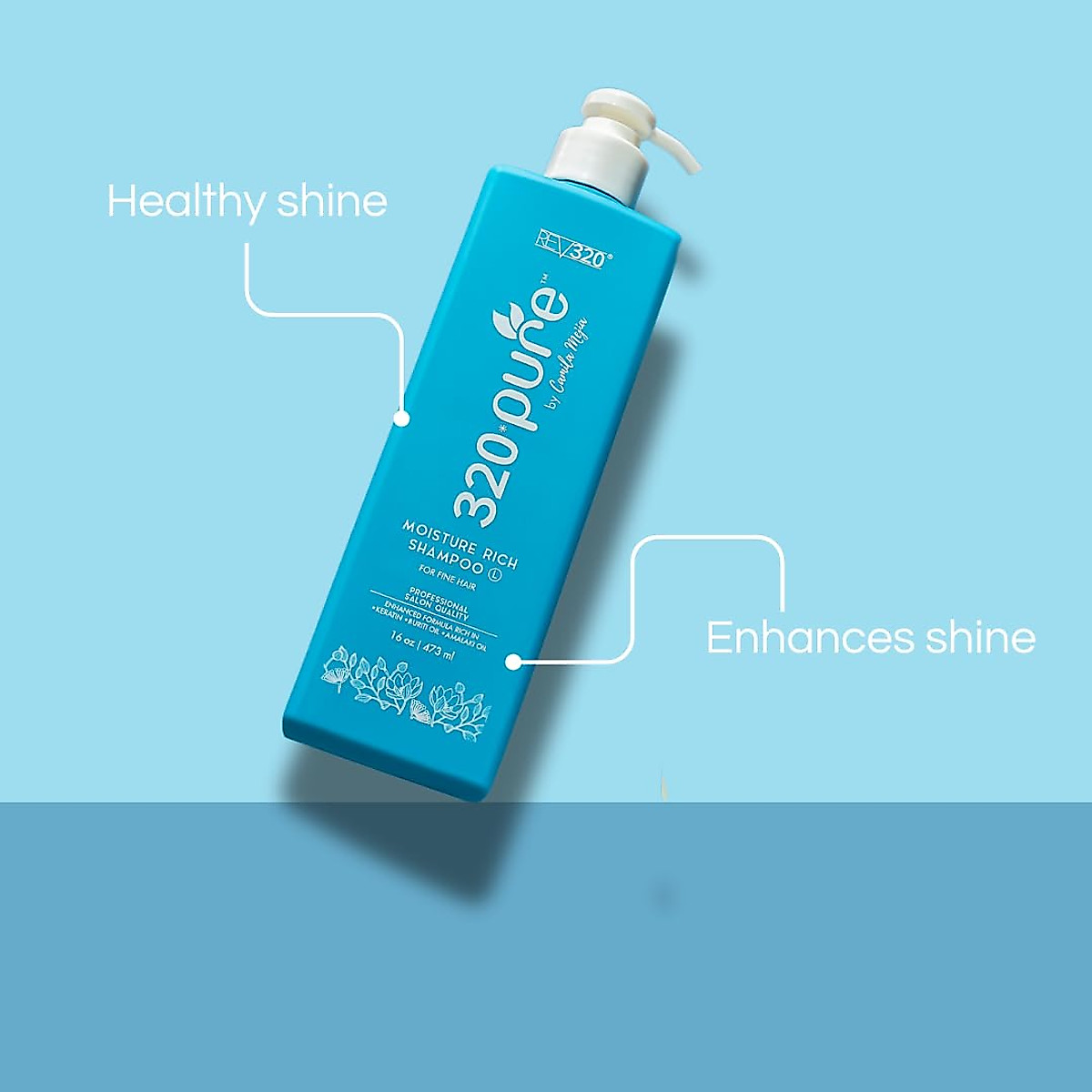 320Pure Moisture Rich Shampoo for Fine Hair 16oz, Repairing, Lightweight & Volumizing Formula, Best Cleaner for Dry, Thin, or Fine Hair, Pure & Natural, Hydrating Shampoo for Women