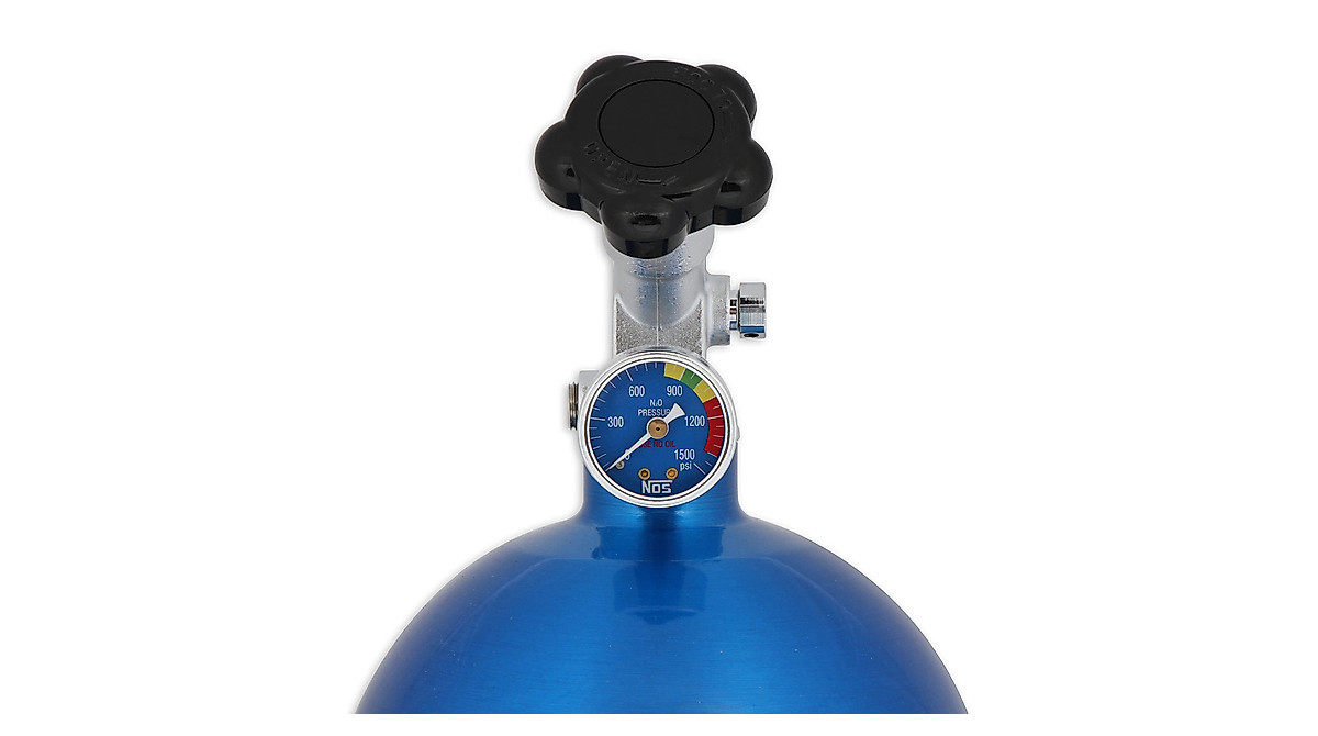 NOS Electric Blue Aluminum 15lb Nitrous Bottle with Hi-Flow Valve