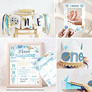YSHMFEUX First Trip Around The Sun Birthday Decorations Party Supplies, Space Theme 1st Birthday Party Decor, 1st Birthday Boy Decorations, Baby Boy 1st Birthday Decor