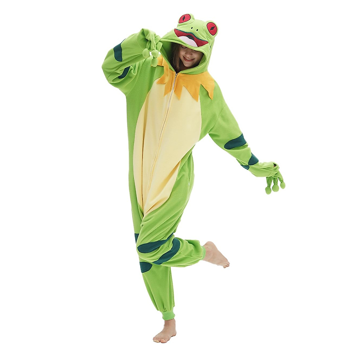 vavalad Unisex Adult Onesie Animal One Piece Pajama Cosplay Sleepwear Halloween Christmas Custume for Women Men Teens, Green