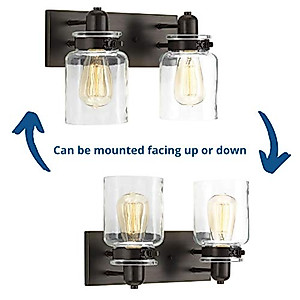 Calhoun Collection 2-Light Clear Glass Farmhouse Bath Vanity Light Antique Bronze