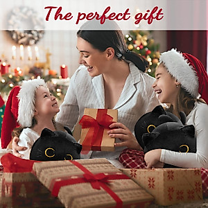 CHNBF 3D Black Cat Plush Toy, 17.7" Black Cat Pillow, Animal Soft Plush Pillow Baby Plush Toy Cat Shape Design Cute Cat Waist Cushion, As Birthday, Halloween, Christmas Decoration