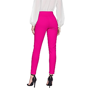 Hybrid & Company Super Comfy Stretch with Full Elastic Waist Pull On Hot Pink Millennium Twill Pant KP44972 Neon Pink S