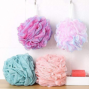 75g/pcs Bath Puffs, Large Body Exfoliating Loofah Shower Sponges for Men and Women Showering - Set of 4