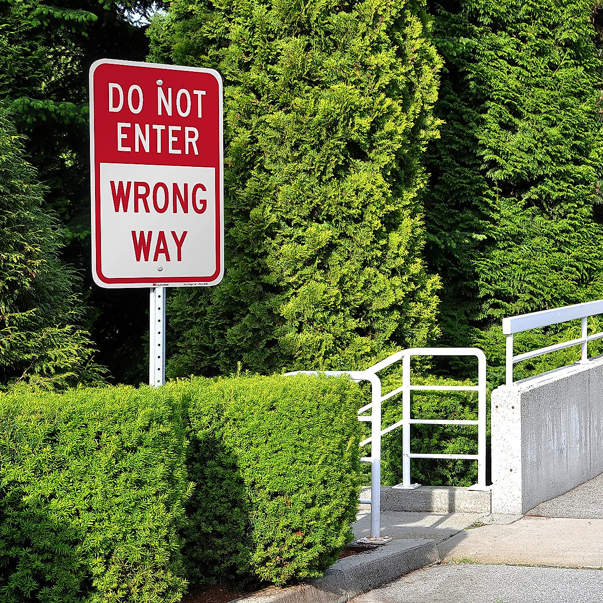 SmartSign 18 x 12 inch “Do Not Enter - Wrong Way” Metal Sign, 63 mil Aluminum, 3M Laminated Engineer Grade Reflective Material, Red and White, Made in USA
