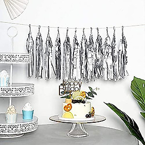 5-Pack Tan Brwon Gray Cream White Tissue Paper Tassel Garland Banner Party Streamers Backdrop for Neutral Baby Shower Birthday Wedding Bridal Shower Bachelorette Party Nursery Wall Hanging Decoration
