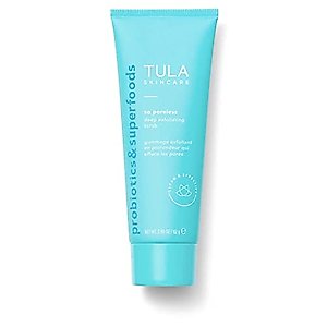 TULA Skin Care So Poreless Exfoliating Blackhead Scrub | Powerful and Gentle Exfoliation, Refreshing and Smoothing, Contains Probiotic Extracts, Volcanic Sand, Pink Salt, and Witch Hazel | 82 g