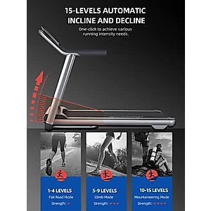RHYTHM FUN Treadmill Folding Treadmill with Incline 3.5HP Electric Motorized Treadmill Super Shock-Absorbing Quiet Foldable Treadmill with Speaker, 12 Preset Programs, Workout APP for Home Office Gym