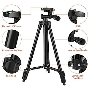60" Phone Tripod, UEGOGO Tripod for iPhone with Remote Shutter and Universal Clip, Compatible with iPhone/Android/Sport Camera Perfect for Video Recording/Selfies/Live Stream/Vlogging