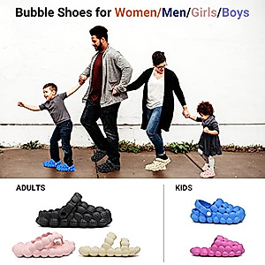 scecocrs Kids Bubble Slides Golf Ball Shoes Blue, Boys Girls Funny Lychee Massage Bubble Slippers, Non-Slip Thick Sole House Slippers Shower Sandals