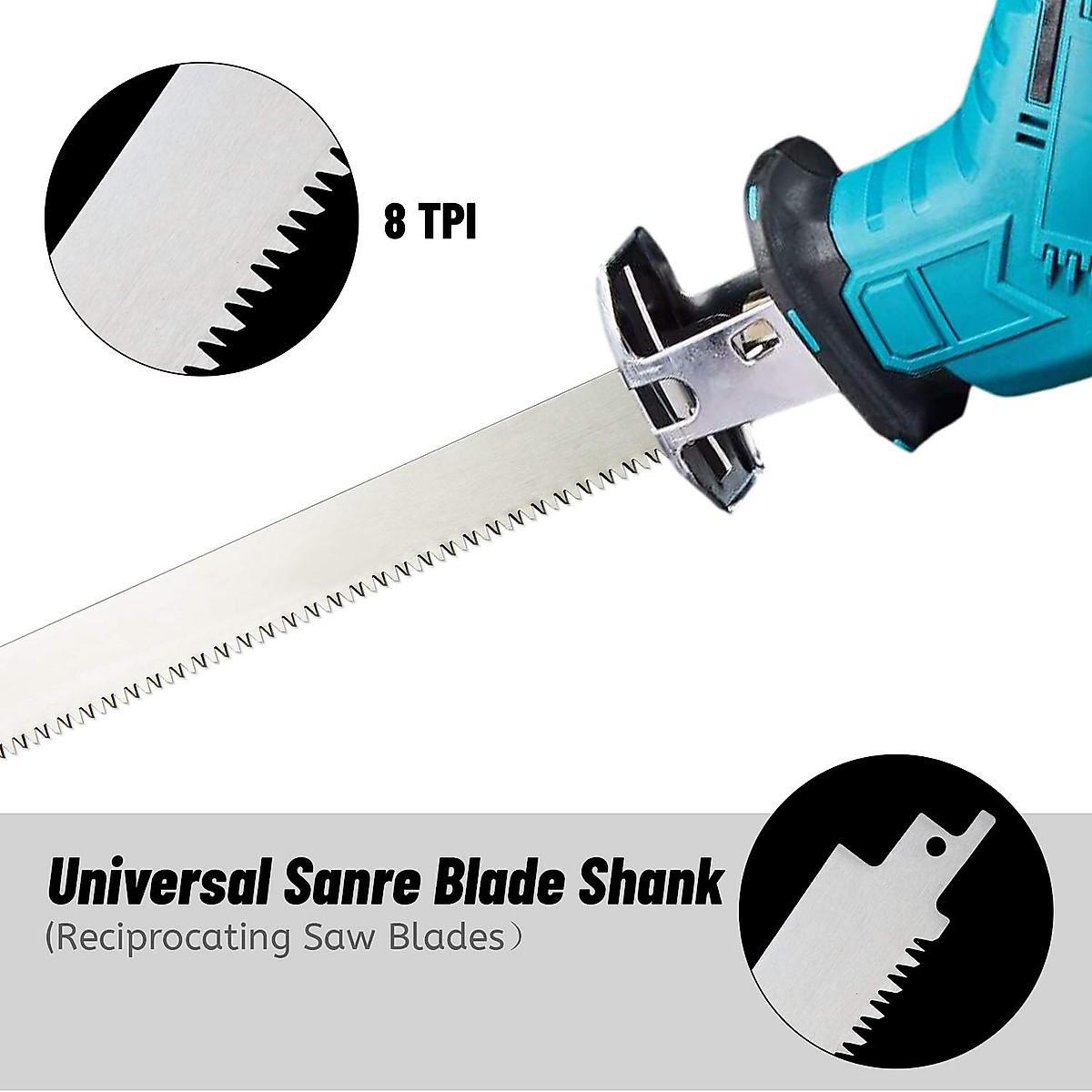 ZUZZEE 9inch 8TPI Unpainted Stainless Steel Reciprocating Saw Blade for Frozen Meat Bone Cutting Wood Pruning (5 Pack)