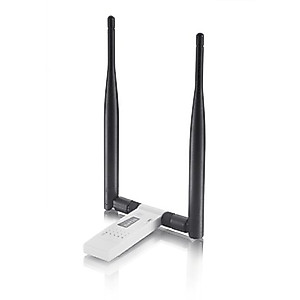 Netis Wireless N 300Mbps Long-Range USB Adapter with Two 5dBi Antennas and USB 2.0 Cradle (WF-2116), 300 Mbps High Gain