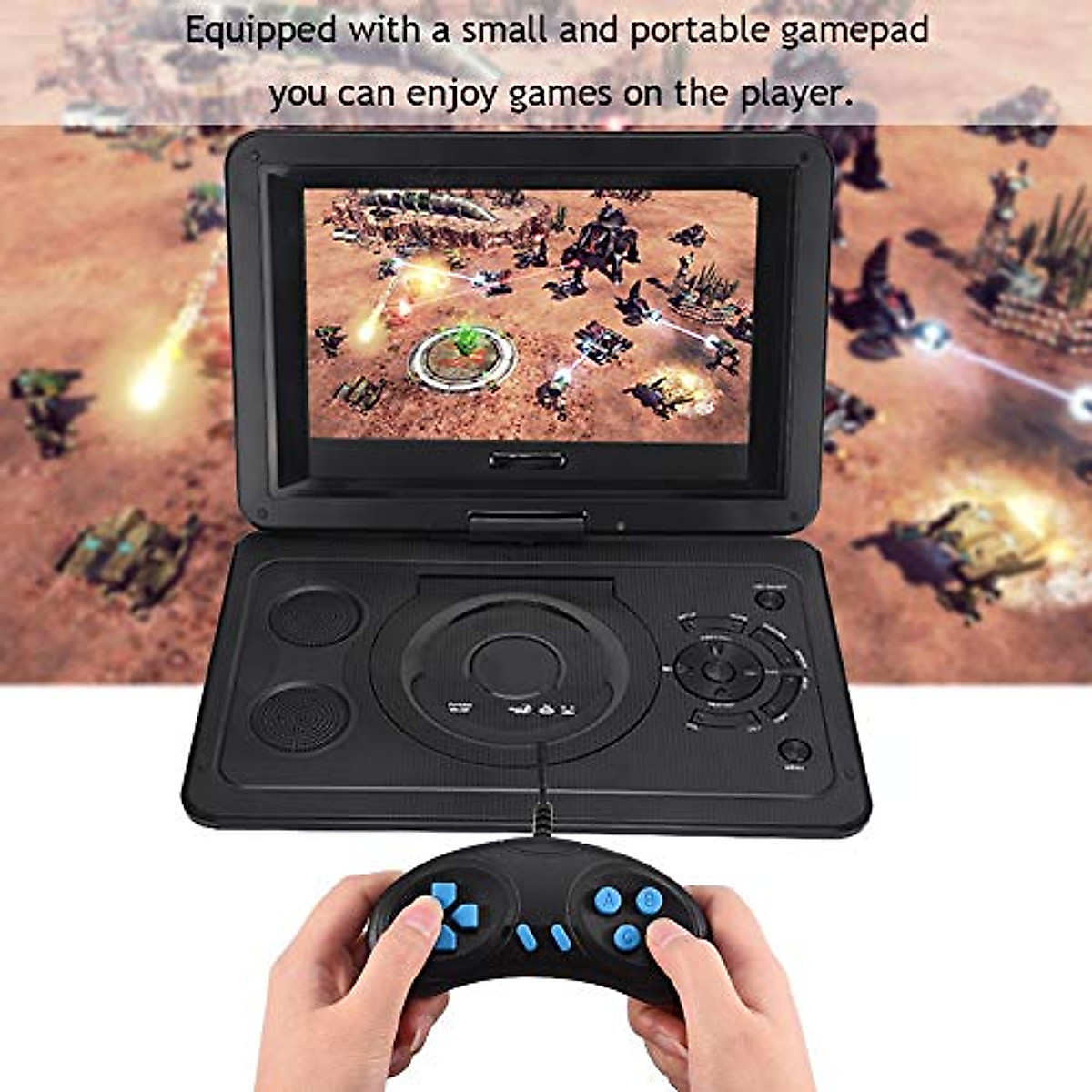 Portable DVD Player, HD TV Car Travel DVD Player Video Player with 13.9inch 800*480 Resolution 16:9 LCD Swivel Screen for Home/ Office/ Vehicle, Built-in 3D Audio Processing and Stereo Speakers(US)