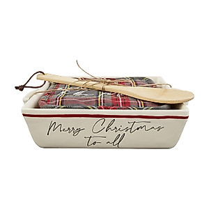 Mud Pie Christmas Baker and Tartan Towel Set, 8.75" x 10.25"