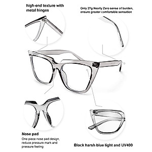 FEISEDY CHIC Cateye Large Frame Blue Light Blocking Eyewear Glasses with Clear Lenses Women B2619