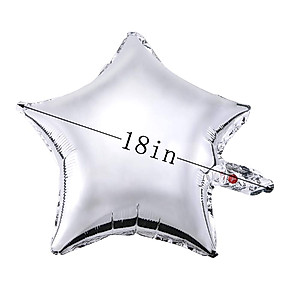 Owevvin 20 Pcs 18 Inch Silver Star Balloons, Aluminum Foil Balloon Mylar Balloon Metallic Balloons for Birthday, Wedding, Baby Shower, Party Decoration, Festive Décor