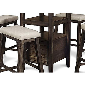 New Classic FURNITURE Derby Counter Dining Stool Set with 1 Table and 4 Chairs, Chocolate