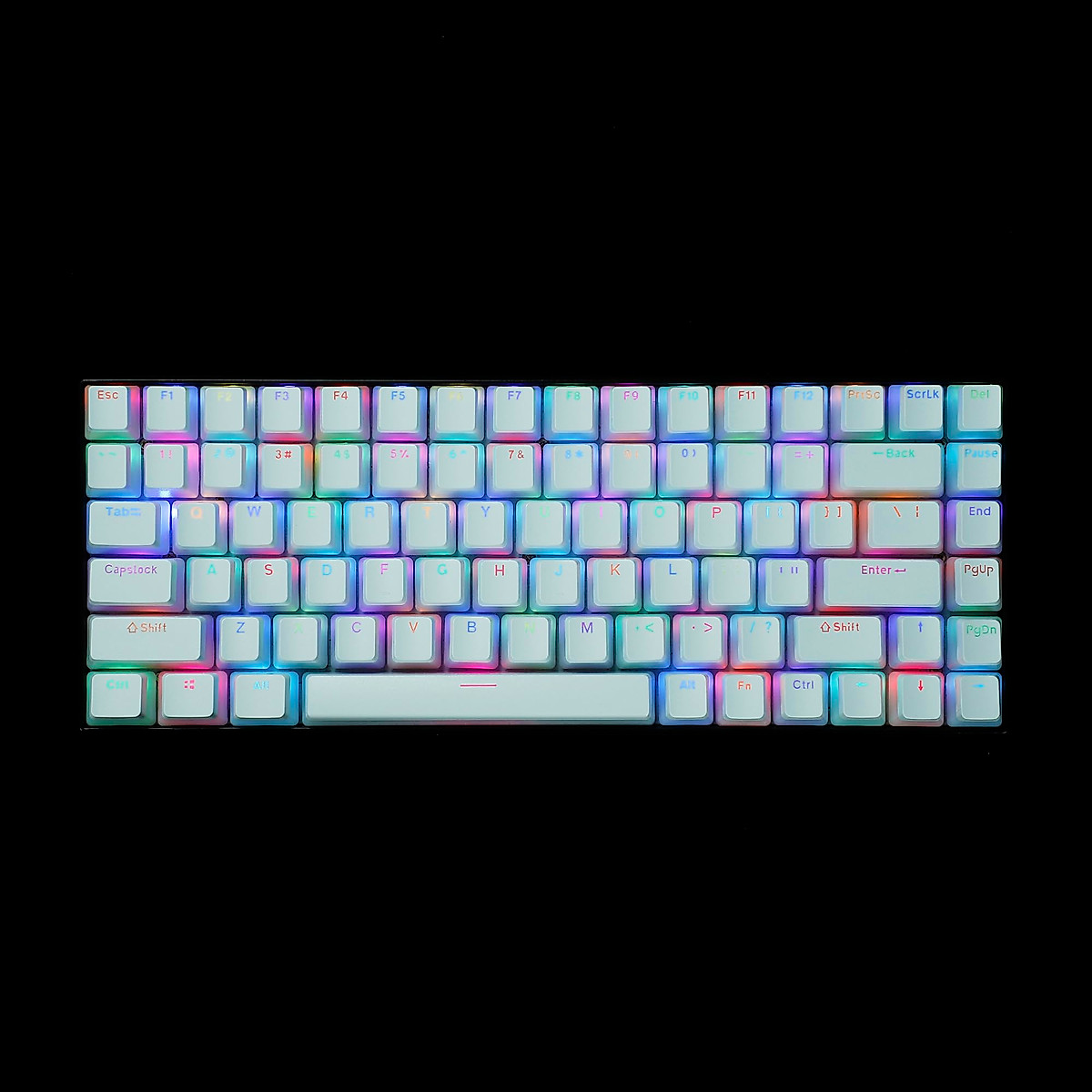 YMDK 128 ANSI ISO OEM Profile PBT Doubleshot Shine Through Pudding Keycaps White Sealed Legend for MX Mechanical Keyboard 61 68 87 104