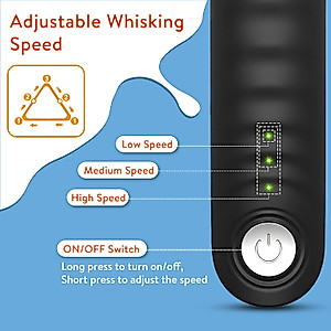 Milk Frother Handheld, USB Rechargeable Milk Frothers, Coffee Frother Electric, 3 Gear Adjustable Mini Foamer for Latte, Cappuccino, Hot Chocolate Black