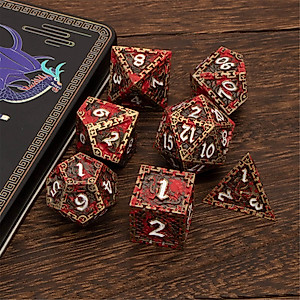Metal DND Dice Set, RUNFNG D&D Dice Set with Box, Metal Polyhedral Dice Set for Dungeons and Dragons RPG Role Playing Games - D20 D12 D10 D8 D6 D4 D&D Dice Set