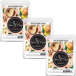 FUSION by Scentsationals Scented Wax Fragrance Melts - Spiced Pear Cider - Wax Cubes Pack, Home Warmer Tart, Electric Wickless Candle Bar Air Freshener, Spa Aroma Decor Gift - 2.5oz (3-Pack)