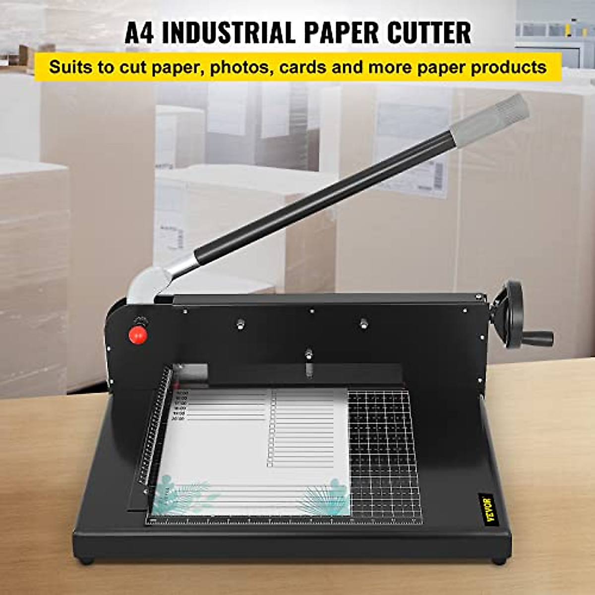 Mophorn Paper Cutter 12Inch A4 Commercial Heavy Duty Paper Cutter 300 Sheets 45HRC Hardness Stack Cutter Metal Base Desktop Stack Cutter for Home Office (A4)
