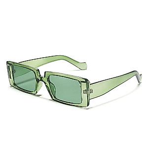 Dollger Retro Rectangle Sunglasses Women Men Sunglasses Trendy 90’s Vintage Shades Unisex Square Thick Frame Glasses UV Protection Green