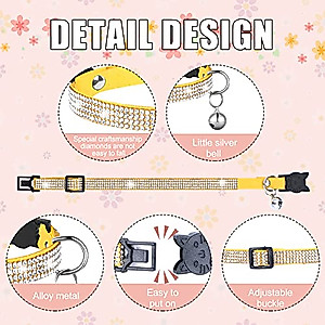 6 Pcs Rhinestones Cat Collar Breakaway Bling Diamond Cat Collar for Girl Boy Cats Collar with Bell Soft Velvet Adjustable Safety Shine Collar for Cat Puppy (Lovely Color, 7.9-9.8 inch)