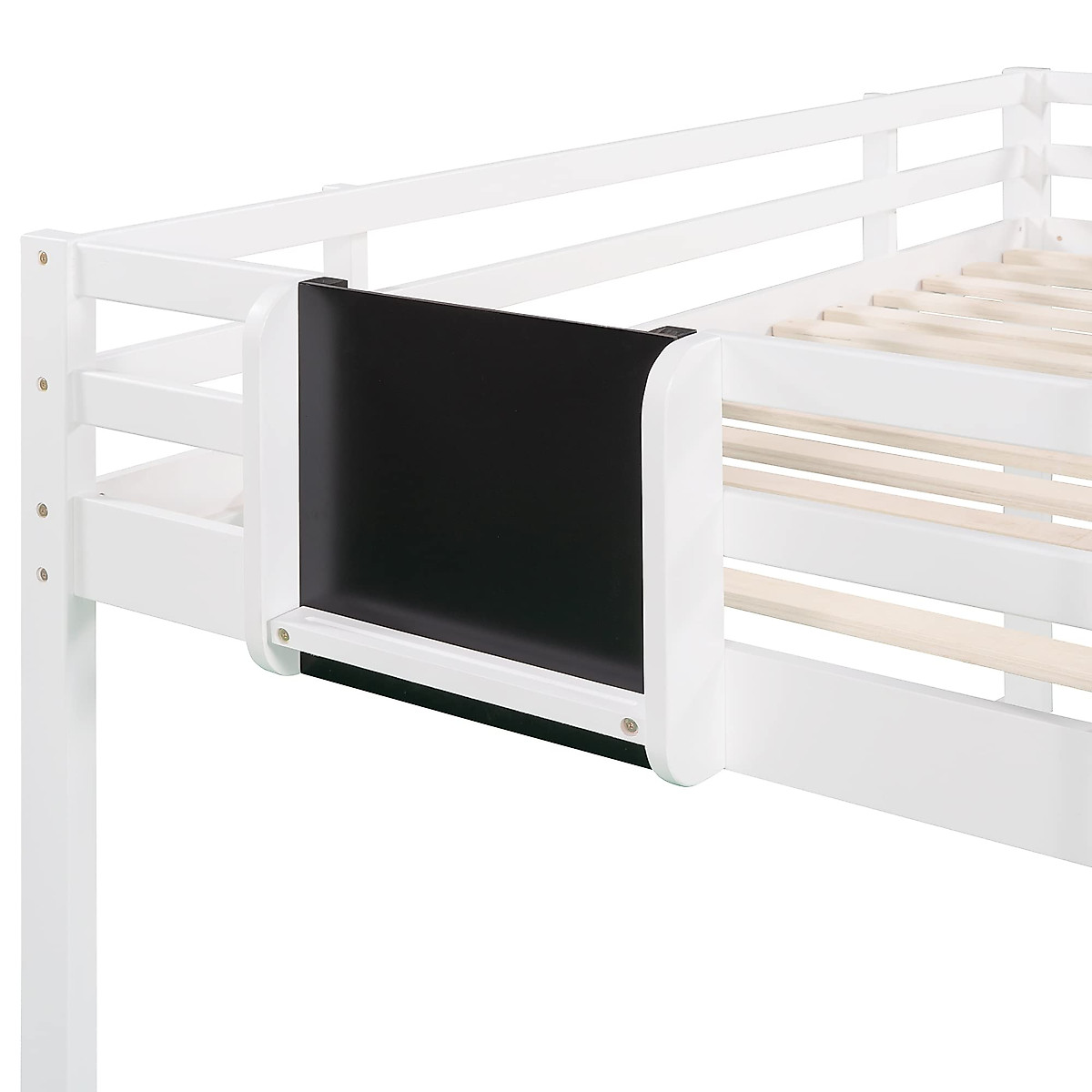 Yehha Twin Loft Bed, Twin Size Loft Wood Bed with Chalkboard & 3 Step Staircase Storage & Safety Rails for Kids Boys Girls Teens, White