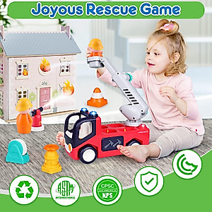 Toy Cars for 1 2 3 Year Old Boy Girls Gifts Fire Truck with Music & Light Toys for Toddler 1-3 Educational Learning Toys for 2 3 4 Year Old Birthday Gifts Baby Toys 12 18 Months for Infant Toddler