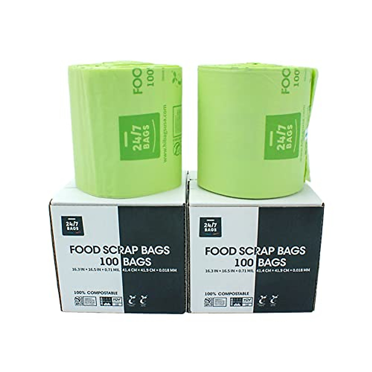 200 Count 100% Compostable Bags, 2.6 Gallon – Small Kitchen Trash Bin Bags, US BPI & OK Compost Home Certified, ASTM D6400 Certified (2 Pack Of 100)