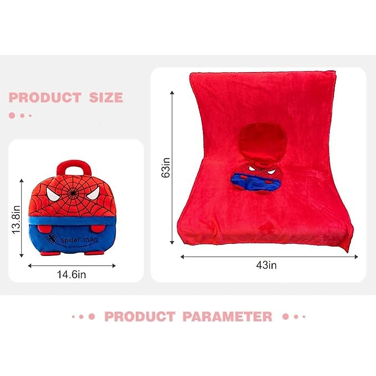 Travel Bag Pillow Blanket 3 in 1 for Kids and Children 0-15 Years, Plush Pillow Blanket, Travel Blanket for Kids, Travel Pillow Bag Plush Blanket, Plush Pillow Bag That Turns into a Blanket