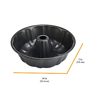 Chicago Metallic Nonstick Fluted Cake Pan, Perfect for Bundt cakes, monkey breads, casseroles, lasagnas, and more! 10-Inch, Gray