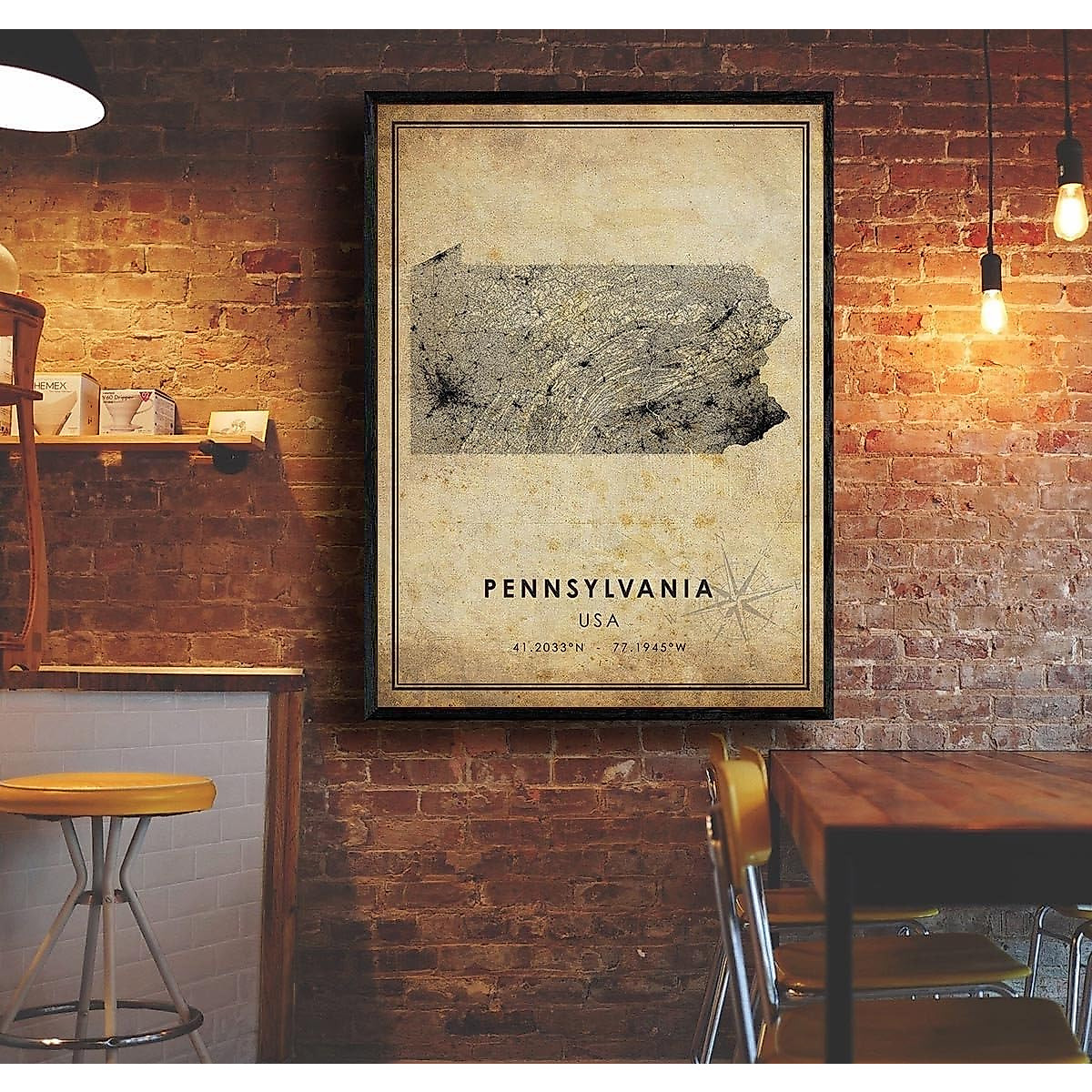 Pennsylvania Vintage Map Print Pennsylvania Map USA Map Art Pennsylvania City Road Map Poster Vintage Gift