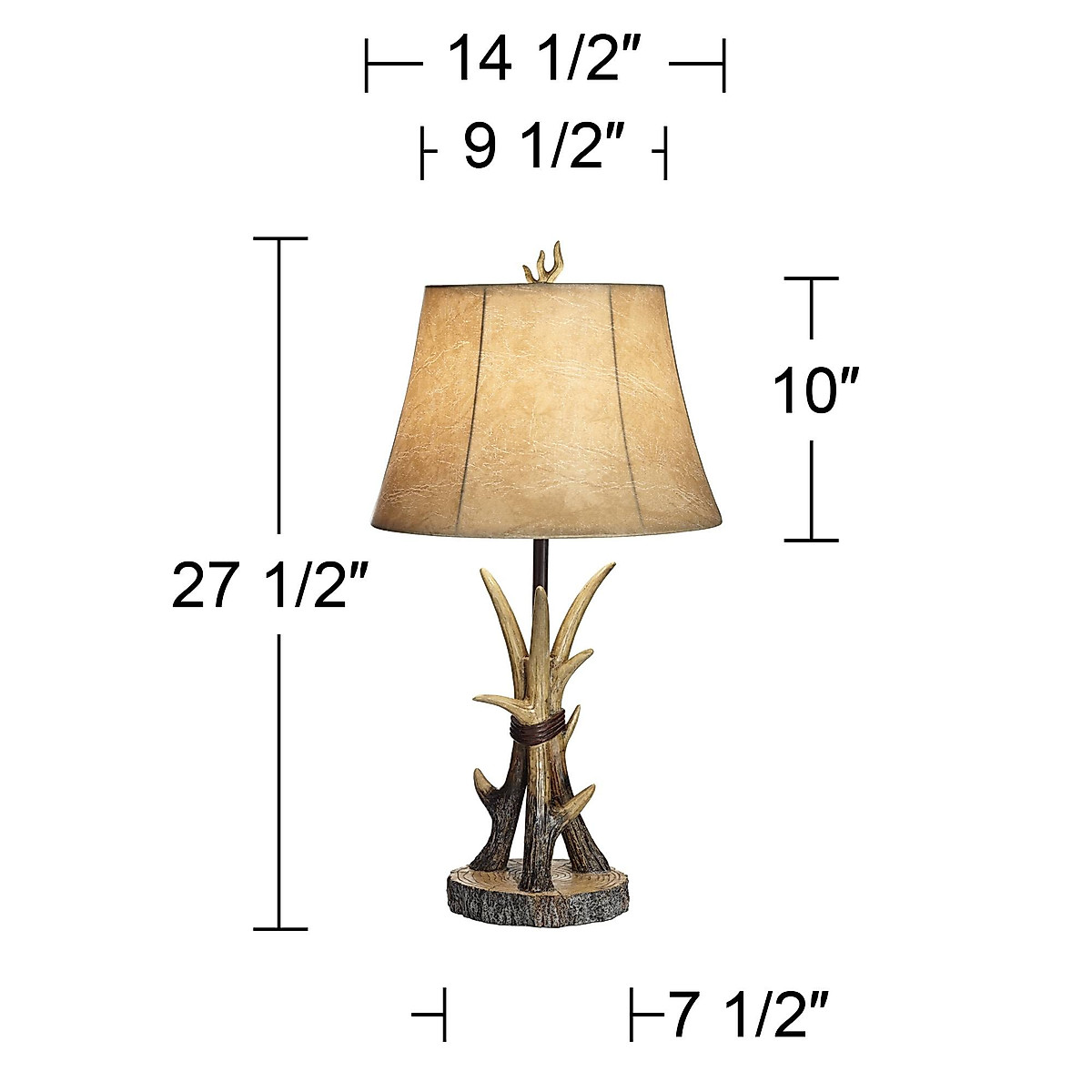 John Timberland Boone Rustic Western Table Lamps 27.5" Tall Set of 2 with USB Charging Port Natural Antler Bell Shade Decor for Living Room Bedroom House Bedside Nightstand Home Office