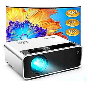 Mini Projector, CiBest Outdoor Projector 1080P Full HD, 2023 Upgraded 9500L Portable Projector, Small Home Movie Projector 200" Supported, Compatible with PS4, PC via HDMI, VGA, AV, and USB