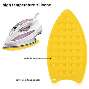 Silicone Anti Slip Iron Rest Pad, Iron Rest for Ironing Board Portable Ironing Stand for Travel and Mini Quilting Iron Use Hot Safety Ironing Rest Pad (yellow)
