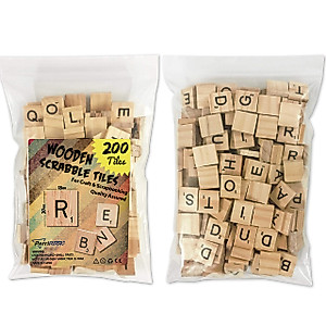 PERRIROCK 200 Pcs Scrabble Letters - 2 Complete Sets 200 Pcs in 1 Pack - Wood Tiles - Great for Crafts, Letter Tiles, Spelling by Clever Delights