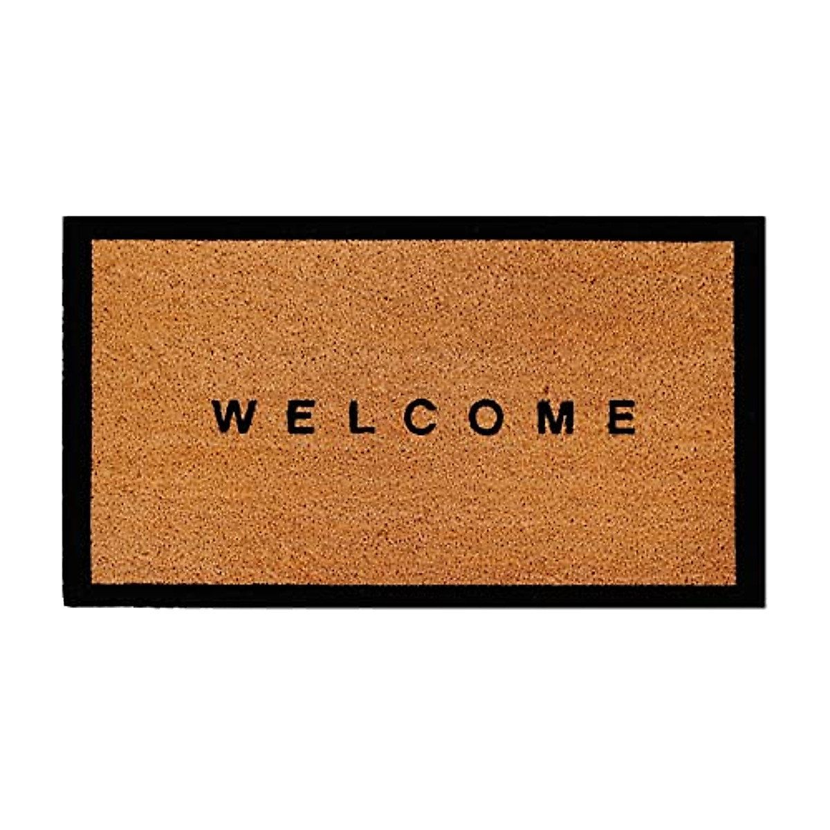 THEODORE MAGNUS Natural Coir Doormat with Non-Slip Backing - 17 x 30 - Outdoor/Indoor - Welcome Mats - Natural - Welcome w/Border - COIR-1730-15-121