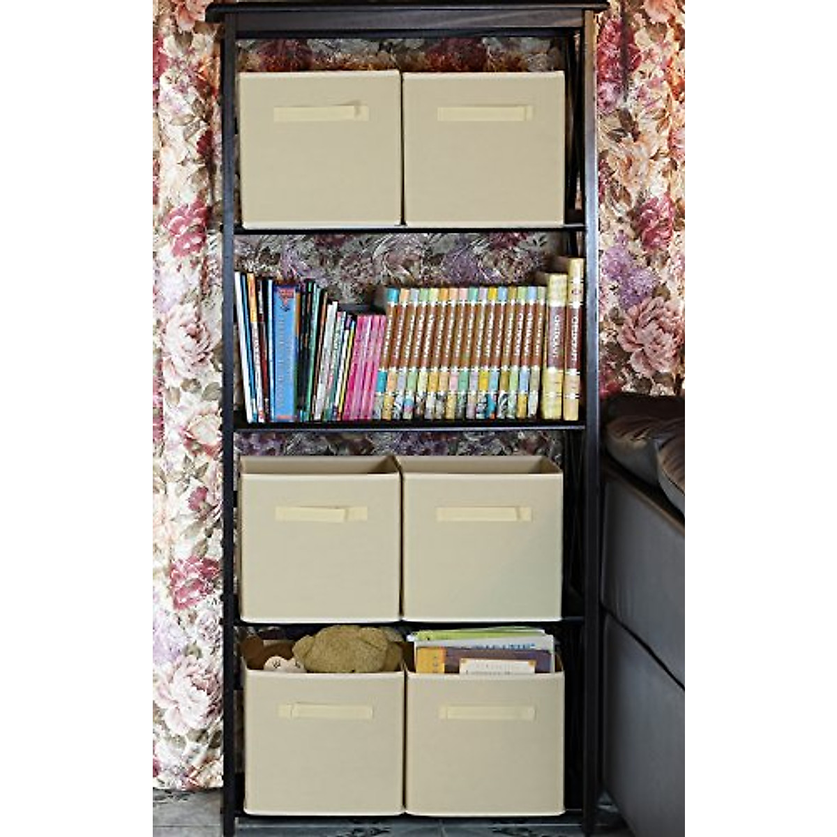 6 Pack - SimpleHouseware Foldable Cloth Storage Cube Basket Bins Organizer, Beige