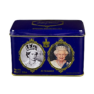 Queen Elizabeth II Tea Tin with 40 English Breakfast Teabags