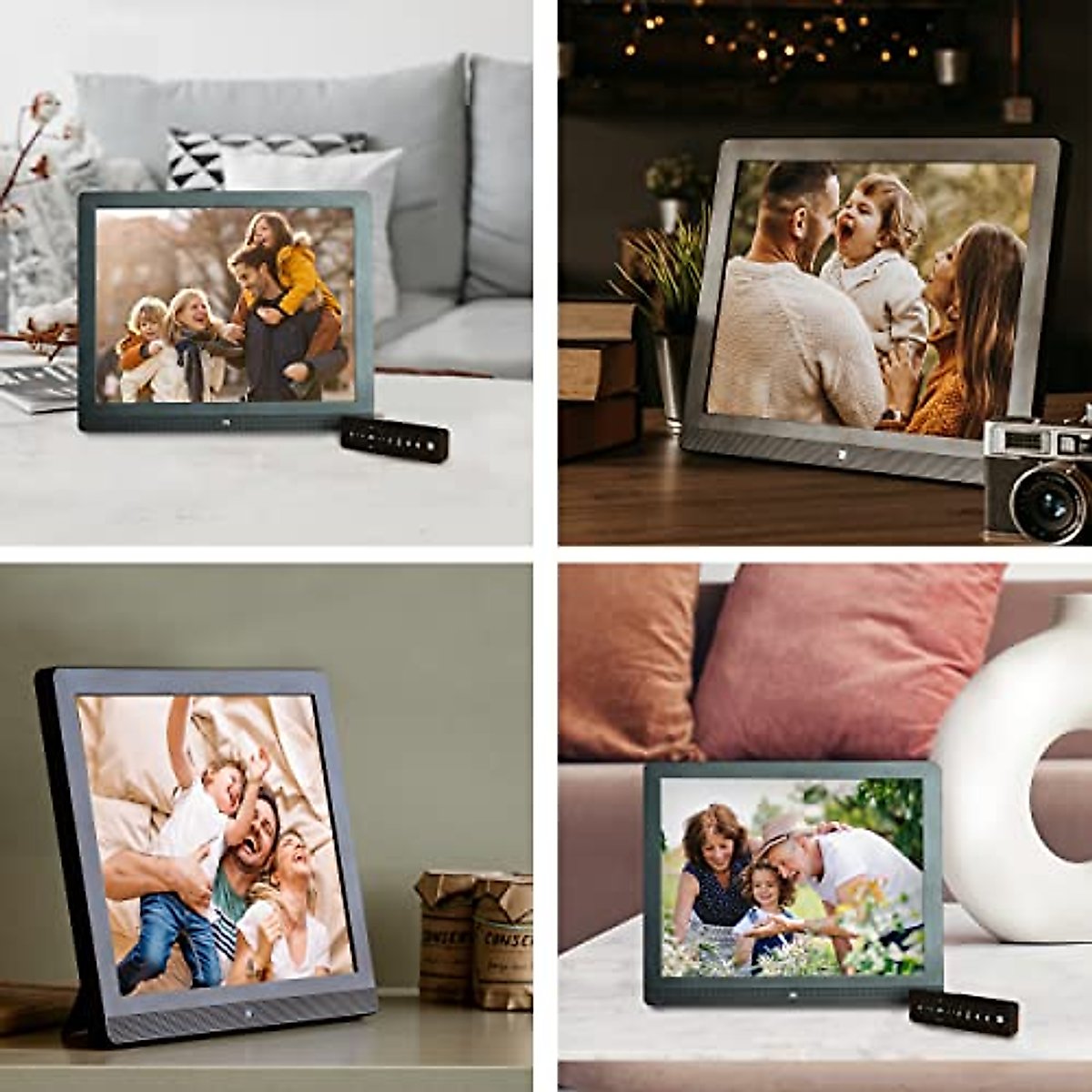 Pix-Star 15 inch WiFi Digital Picture Frame, Share Videos and Photos Instantly by Email or App, Motion Sensor, IPS Display, Effortless One Minute Setup, Highly Giftable