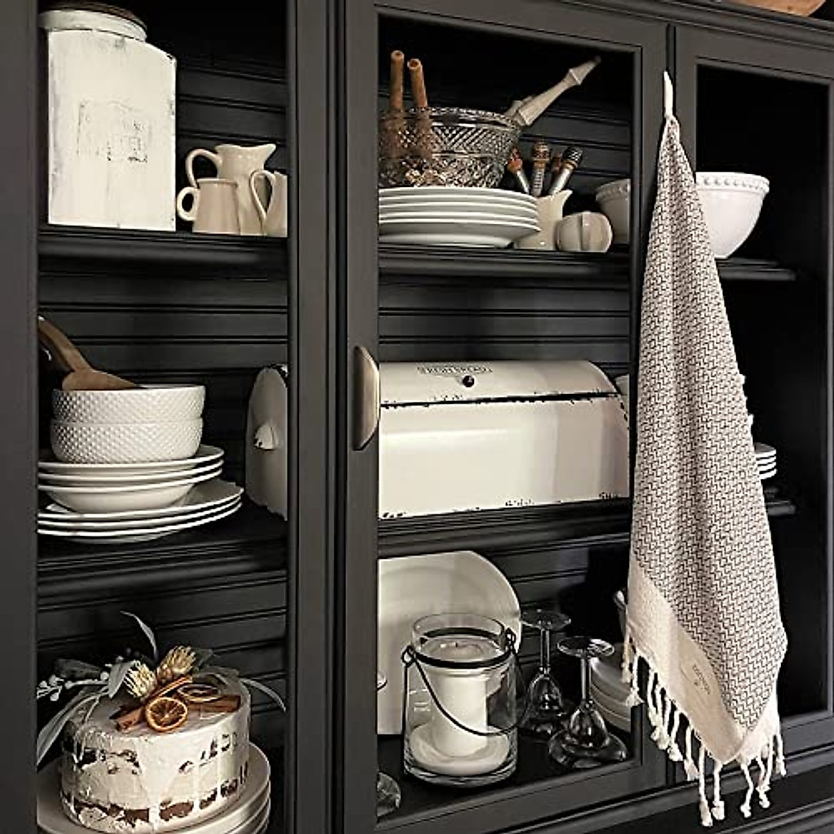 BAROOGA Turkish Hand Towel (Set of 2) for Kitchen and Bathroom | Diamond Weave, 100% Cotton, 18 X 38 inches | Prewashed Peshtemal Towel for Face, Hand, Hair, Yoga, Dishcloth, Tea Towel