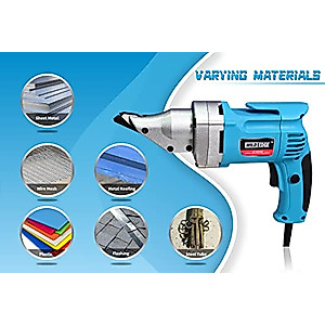 Wild Edge Electric Metal Shear, 14 Gauge 5.0 Amp Variable Speed Swivel Head Heavy Duty Sheet Metal Cutter