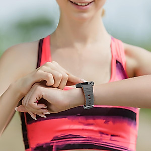 Tasikar No Gap Bands Compatible with Samsung Galaxy Watch 7/6/5/4 Band 40mm 44mm/Watch 6 Classic Band 43mm 47mm/Watch 5 Pro/4 Classic, Soft Silicone Sport Strap for Women Men, Grey Orange